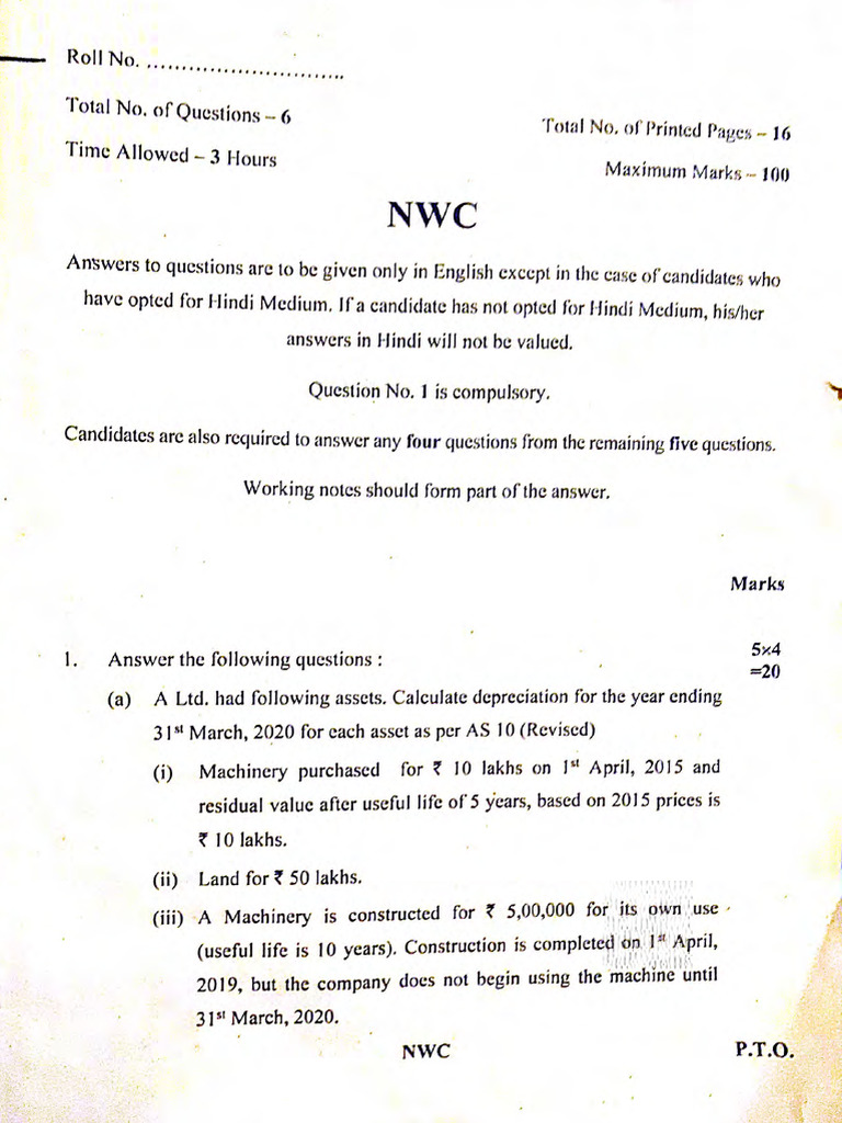 CA Inter Previous Year Papers | PDF