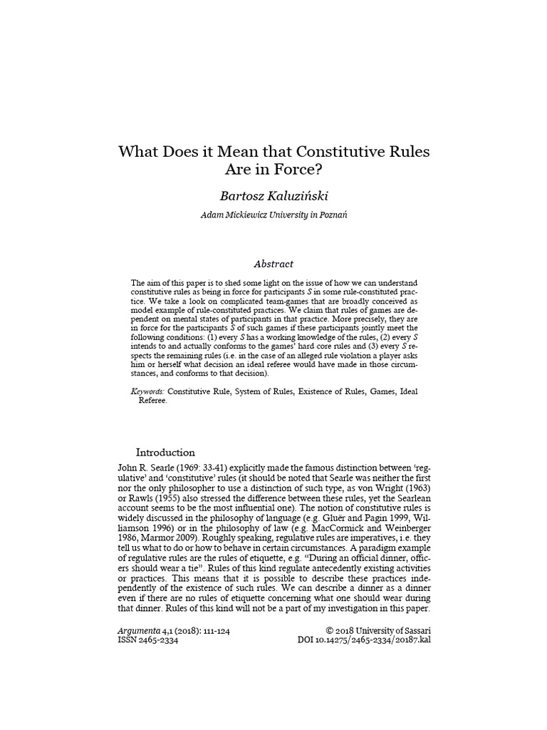Constitutive Rules in Games | PDF | Knowledge | Inheritance
