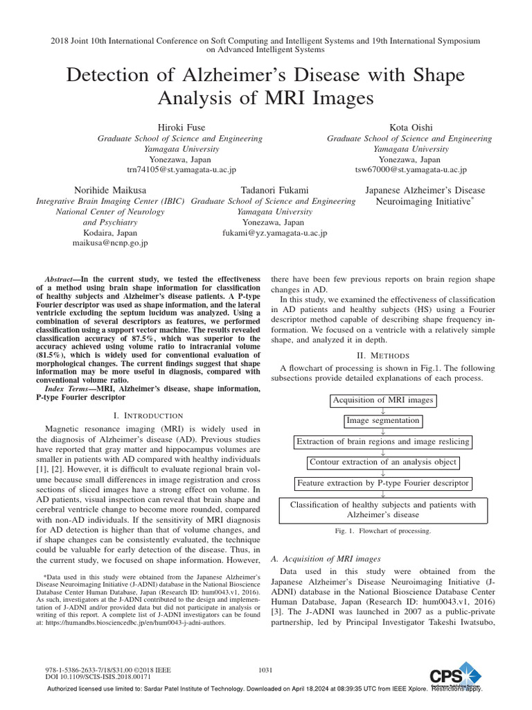 Detection of Alzheimers Disease With Shape Analysis of MRI Images | PDF | Neuroimaging ...