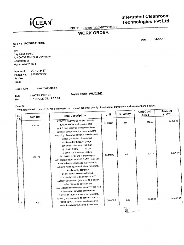 POISD20160186 Work Order For ETPSTP For IMS Project. | PDF