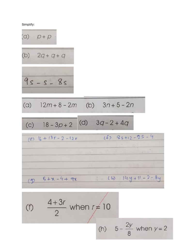 Algebra HW | PDF