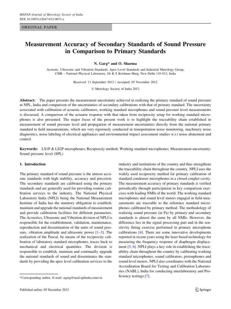 Acoustic Calibration Standards | PDF | Microphone | Acoustics