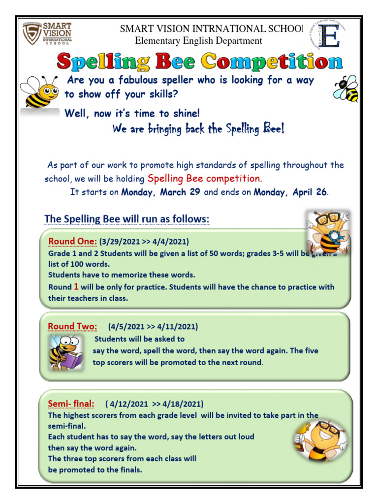 Spelling Bee Letter | PDF