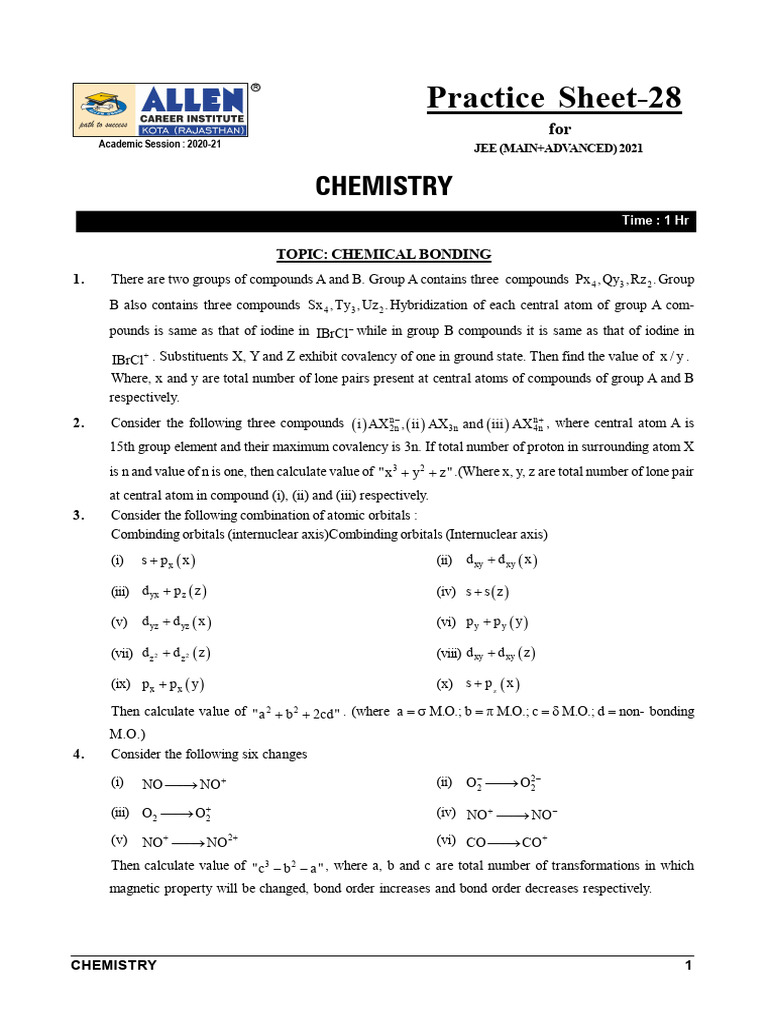Chem 28 | Download Free PDF | Chemical Bond | Molecular Orbital