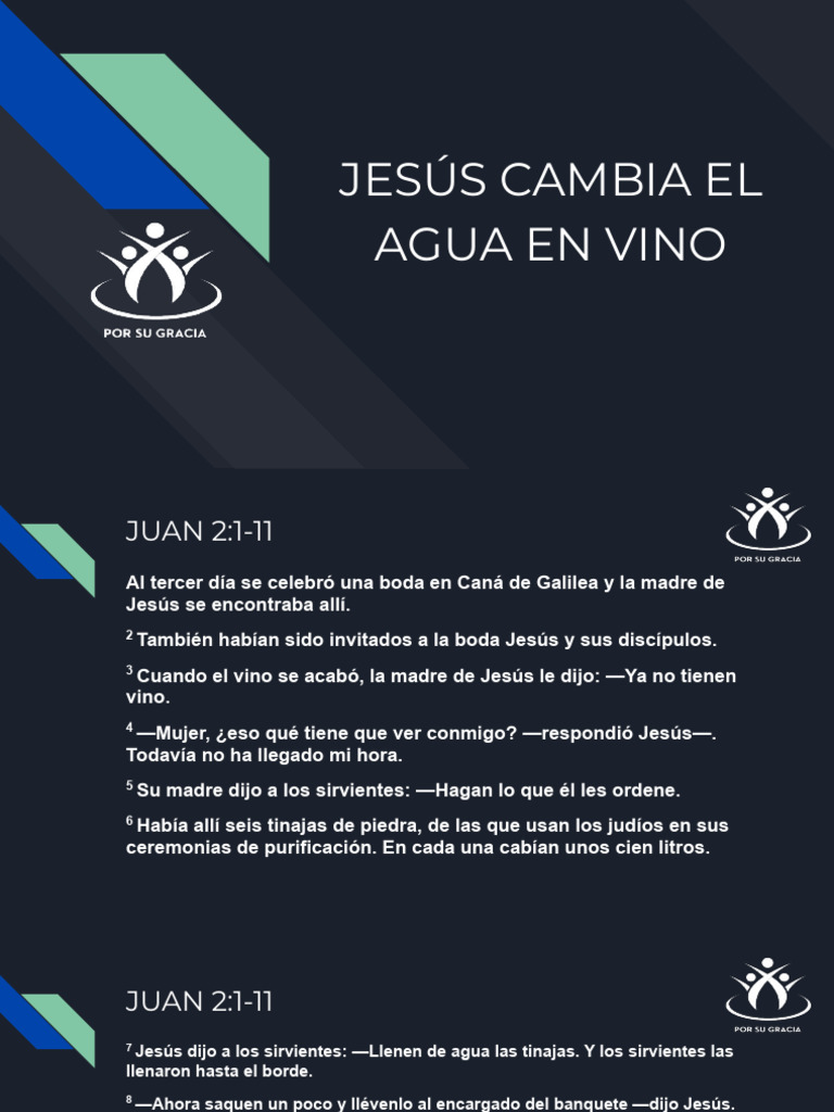 Jesús Cambia El Agua en Vino | PDF | Jesús