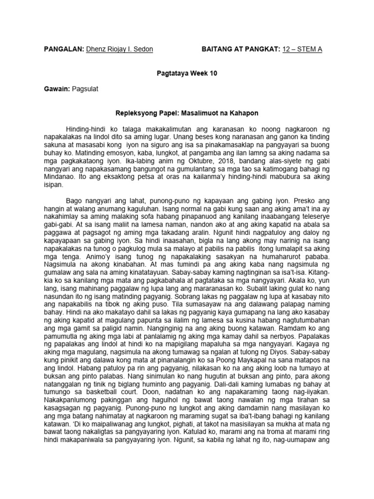 Dhenz Riojay Sedon - Pagtataya Week 10 & Week 11 | PDF