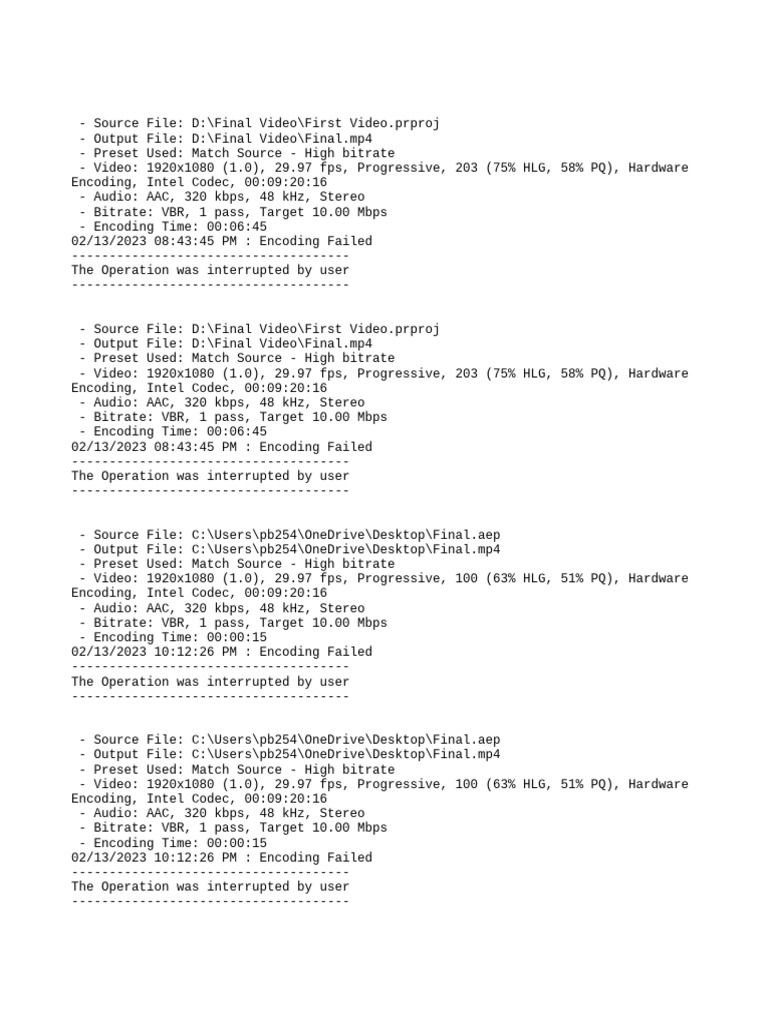 AMEEncoding Error Log | PDF | Codec | Data Compression