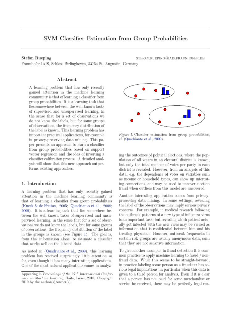 Classifier Estimation From Group Probabilities, Cf. (,) | PDF | Support Vector Machine ...