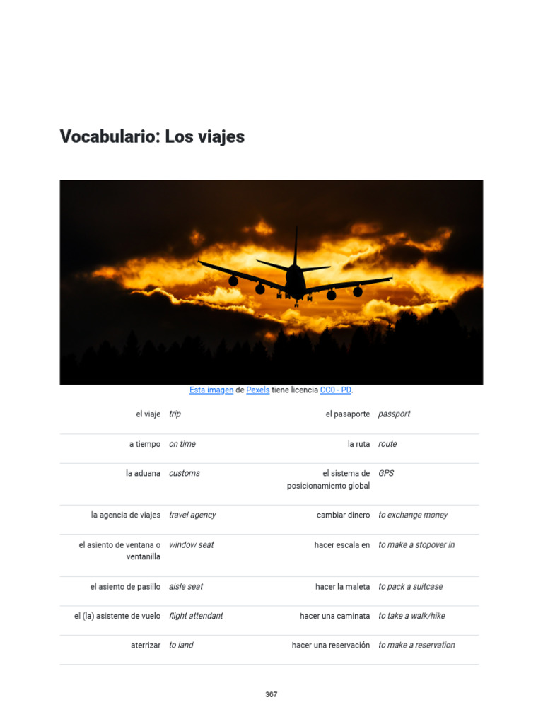 Vocabulario Esencial para Viajar | PDF | Transporte | Aviación