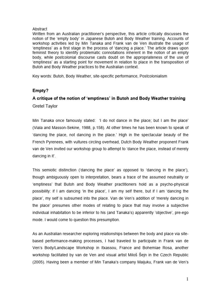 Empty A Critique of The Notion of Emptin | PDF | Perception | Femininity