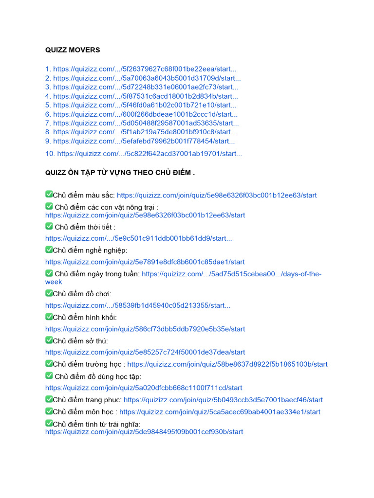 Quizizz MOVERS | PDF