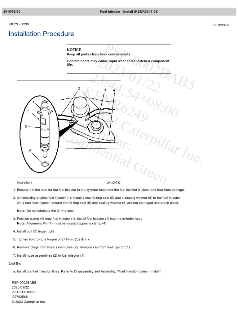 Procedure Install Injector Engine Sullair C4 | PDF | Fuel Injection | Mechanical Engineering