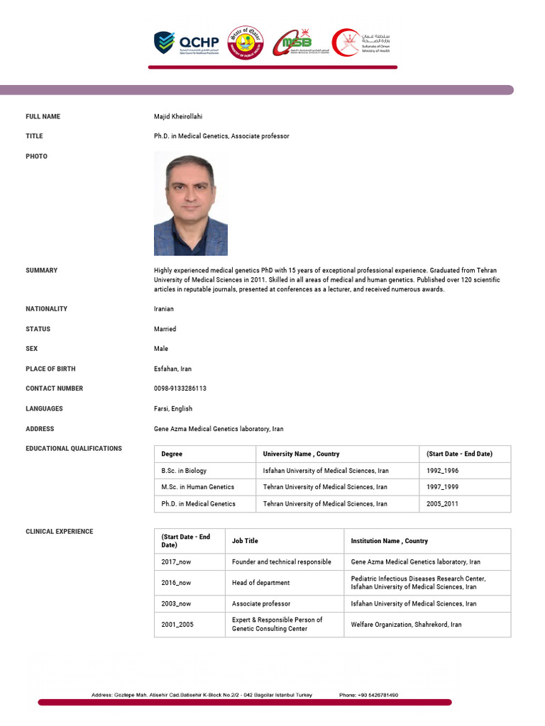 Resume - Majid Kheirollahi | PDF | Genetics | Cancer