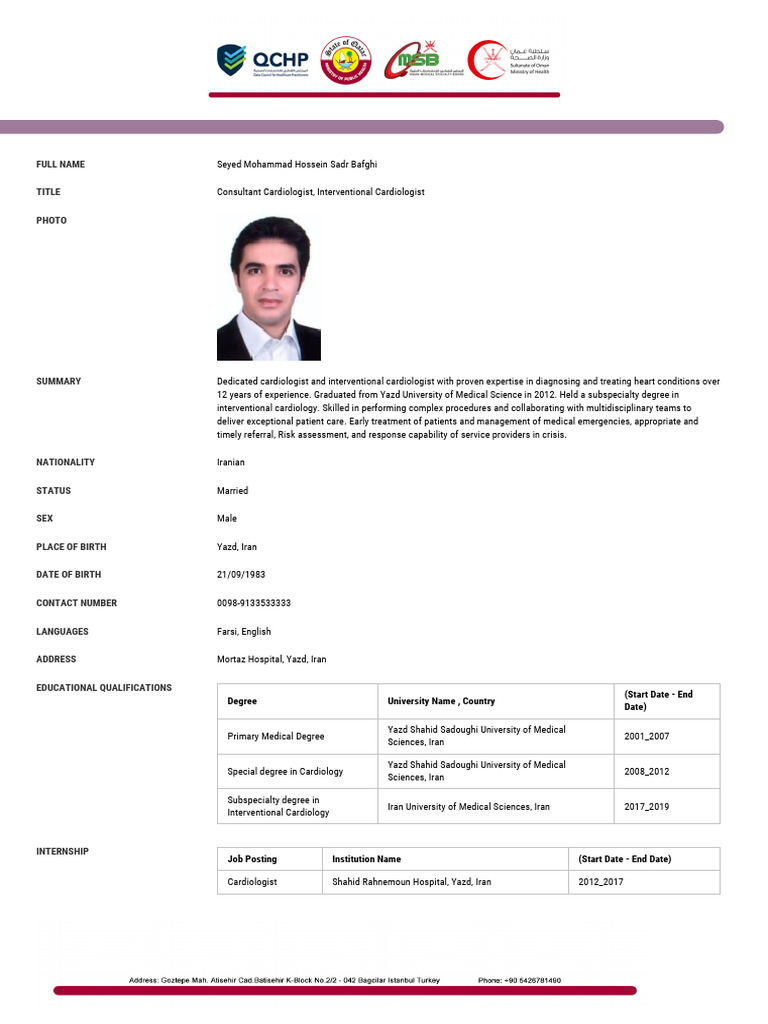 Resume - Seyed Mohammad Hossein Sadr Bafghi | PDF | Cardiology ... Resume - Seyed Mohammad Hossein Sadr Bafghi | PDF | Cardiology ...