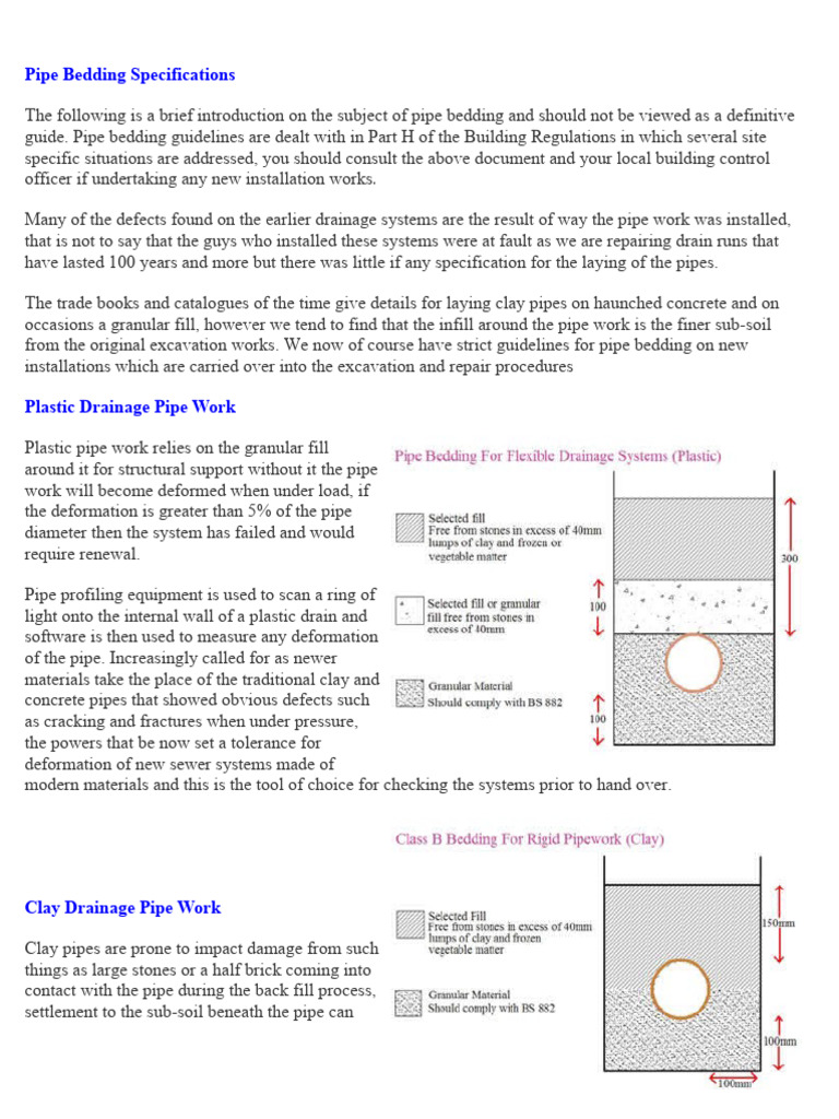 Some Pipe Bedding Specifications | PDF | Concrete | Drainage