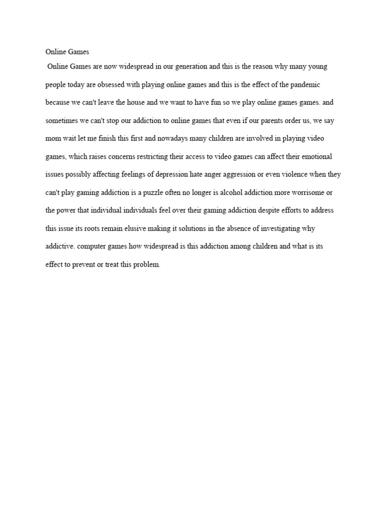 Online Games Persuasive Essay | PDF