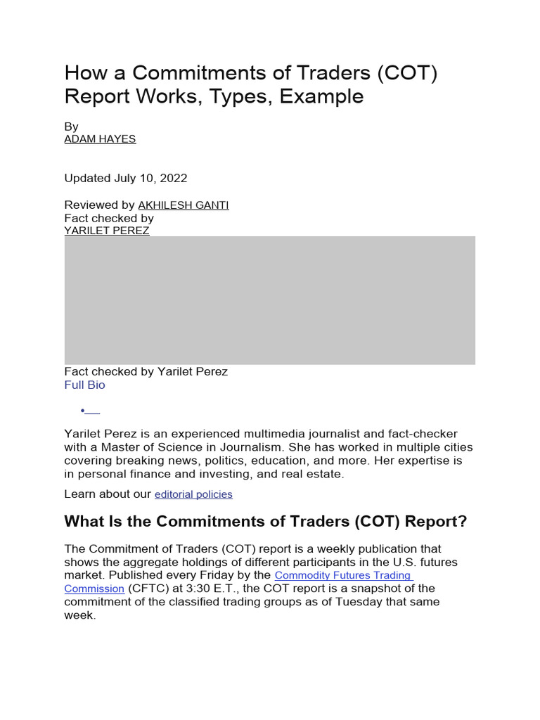 How A Commitments of Traders | PDF | Futures Contract | Market Trend