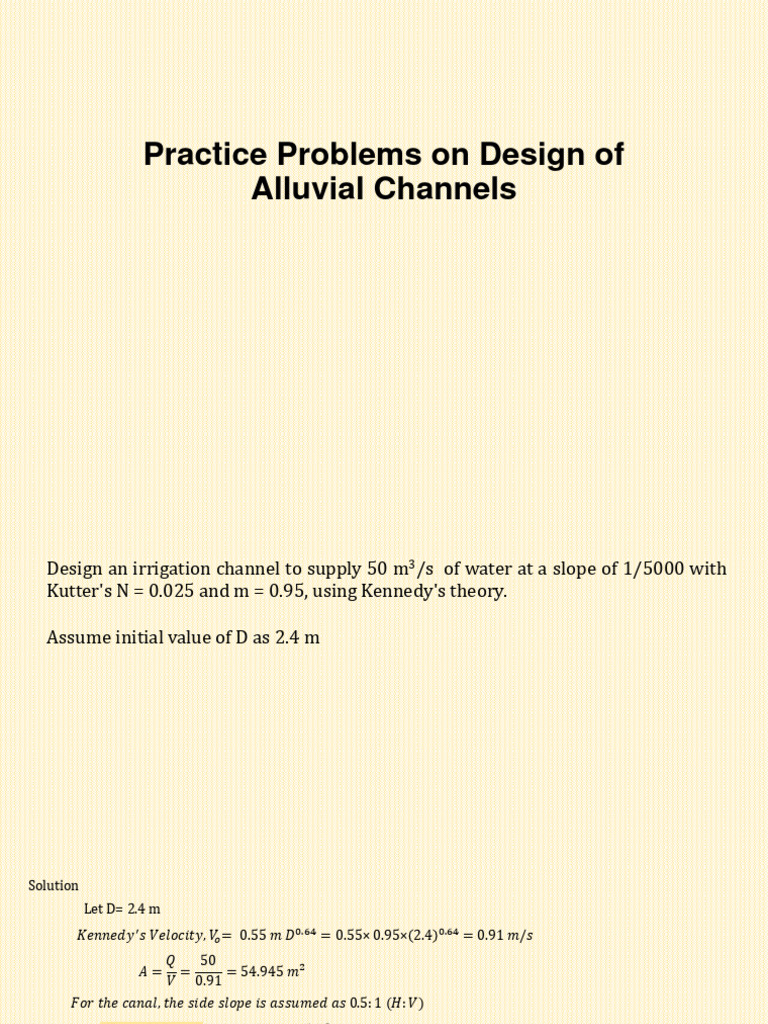 Practice - Problems - Design of ALluvial Channel - 13 - 3 - 2024 | PDF | Applied And ...