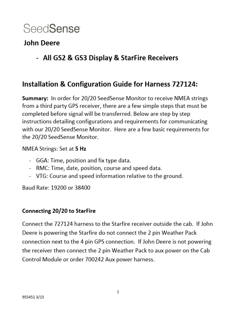 John Deere - GS2 - GS3 Display - StarFire Receiver | PDF