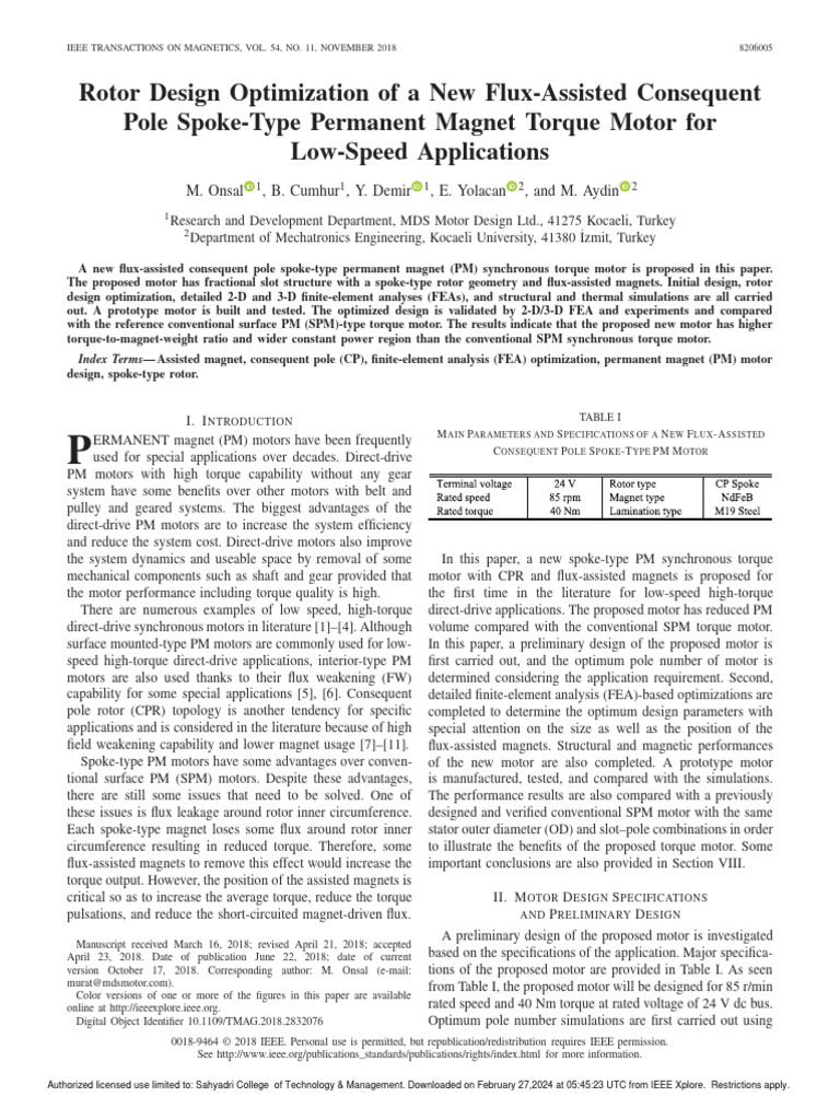 Rotor Design Optimization of A New Flux-Assisted Consequent Pole Spoke ...
