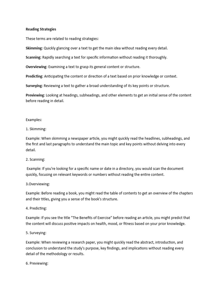 Reading Strategies | PDF | Information | Speed Reading