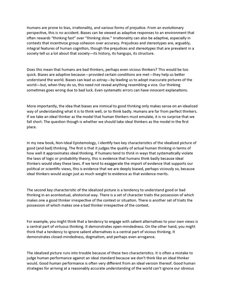 Humans Are Prone To Bias | PDF | Thought | Cognition