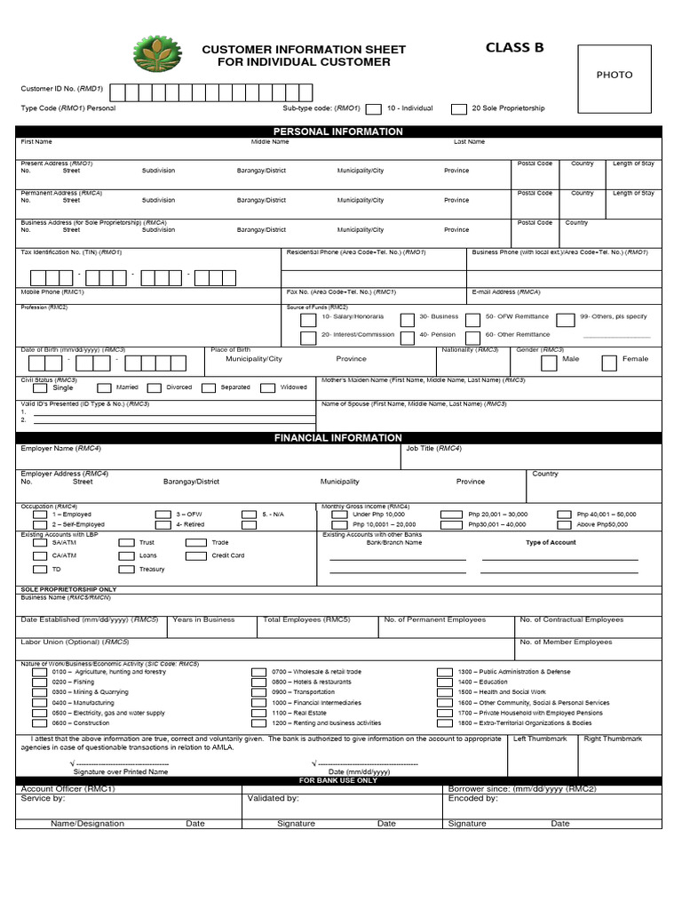 Customer Information Sheet | PDF | Employment | Business