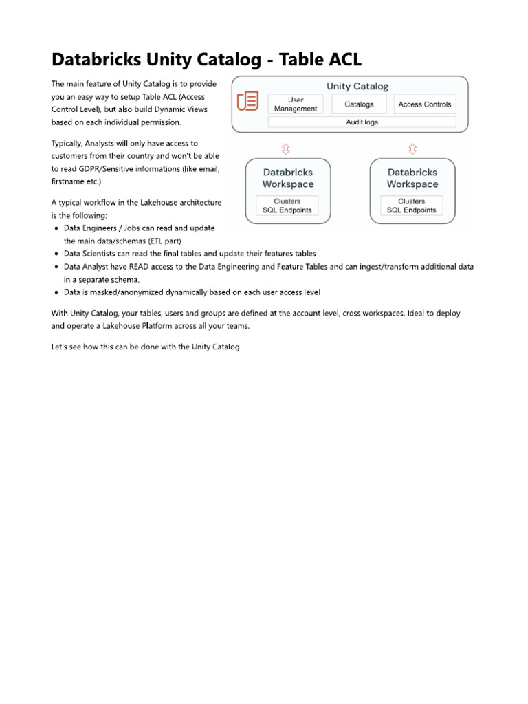 Databricks Unity Catalog 1 | PDF
