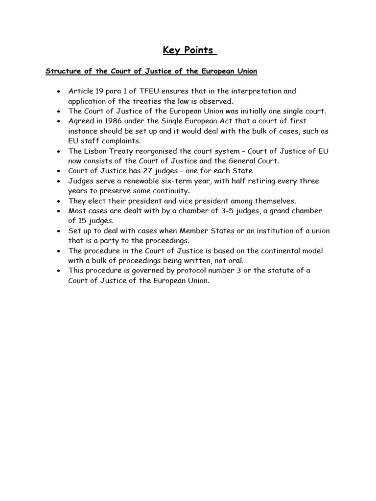 Structure of the EU Court System Explained | PDF