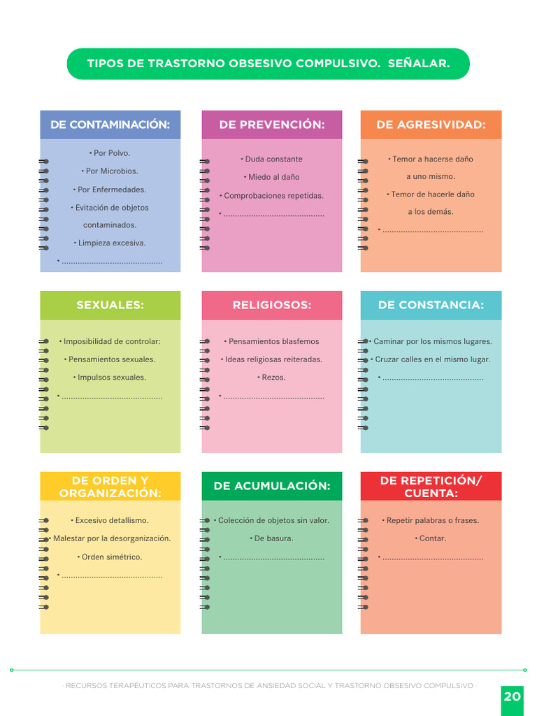 Pag 20 Cuadernillo Toc y Ansiedad Social Tipos de TOC | Descargar ...