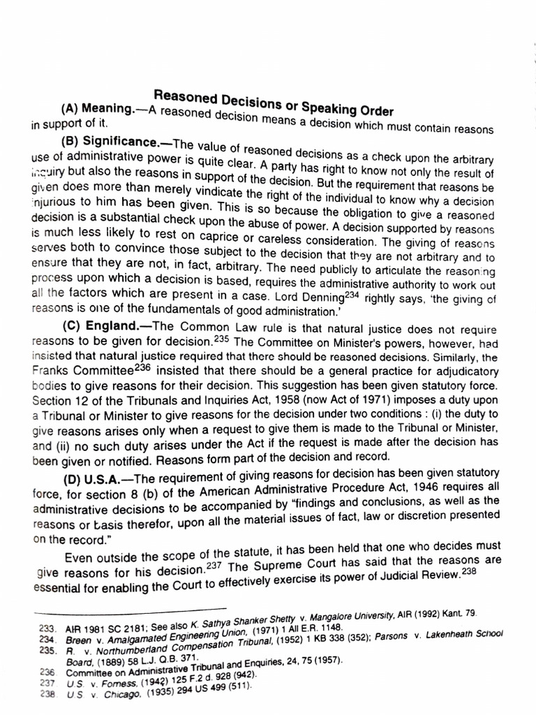 Rule of Reasoned Decisions - Speaking Orders. | PDF | Common Law ...
