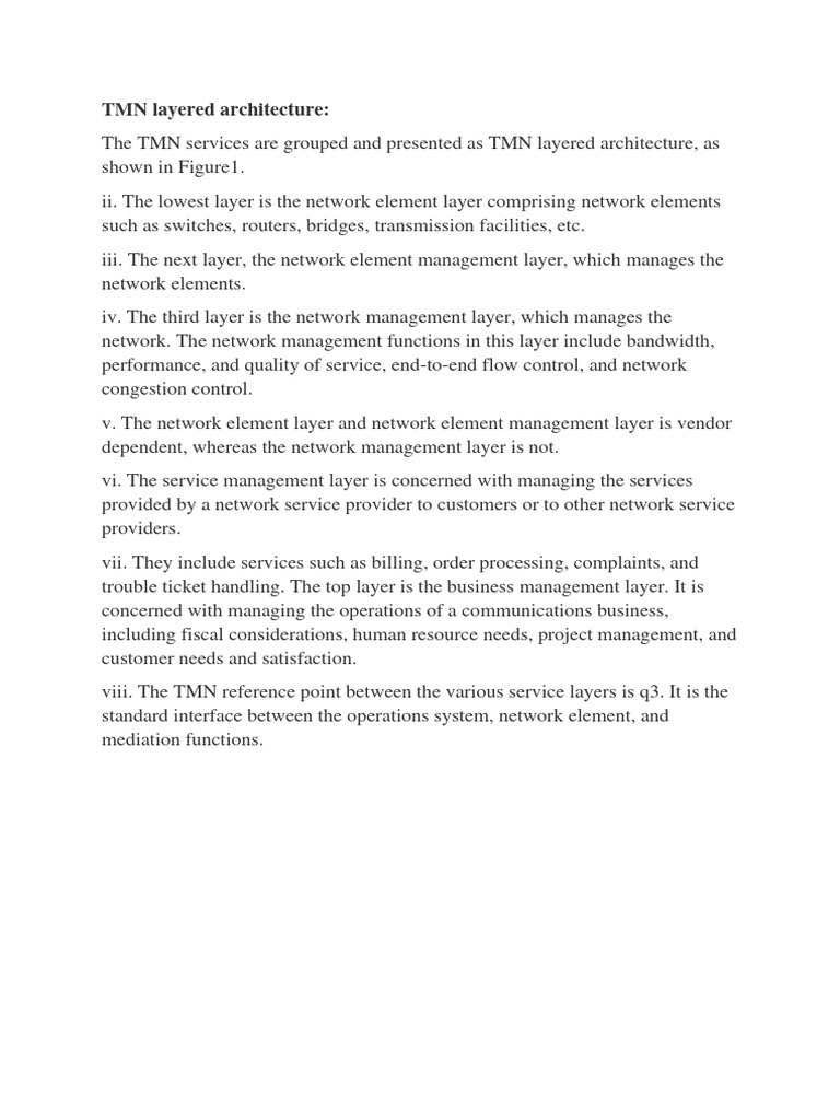 TMN Layered Architecture | PDF | Computer Network | Osi Model