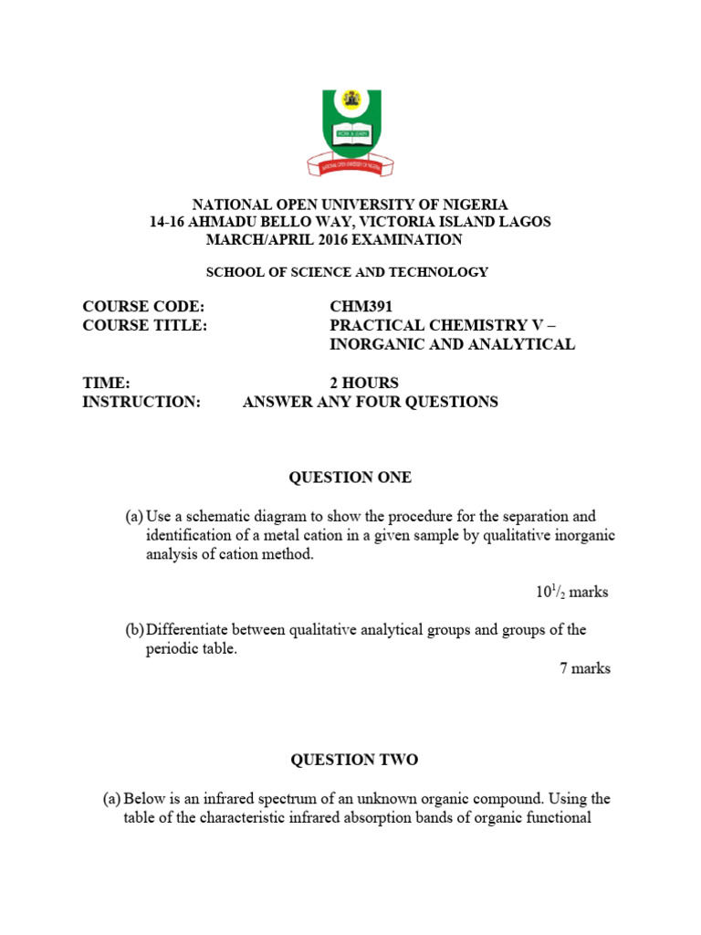 Inorganic and Analytical Chemistry Exam Guide | PDF | Absorption ...