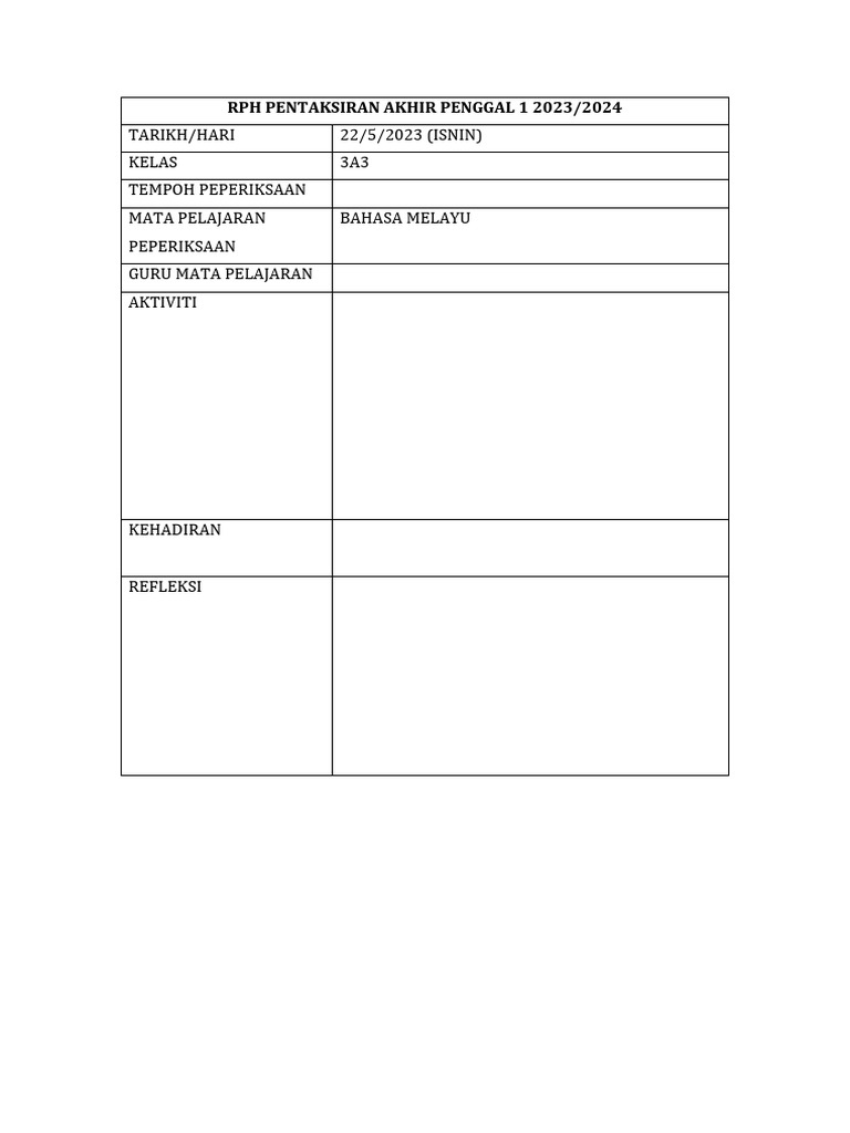 RPH Peperiksaan | PDF