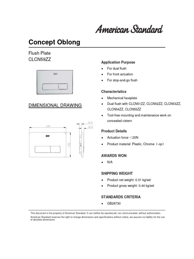 Concept Oblong Flush Plate - CLCN59ZZ | PDF