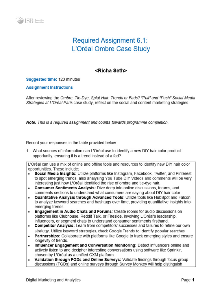 Richa Seth ISB DMA Week 6 Required Assignment 6.1 Template | PDF ...
