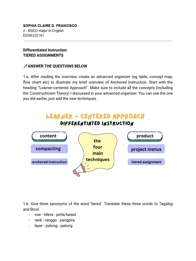 EDSE222 - TIERED ASSIGNMENTS and Visual Processing Disorders ...