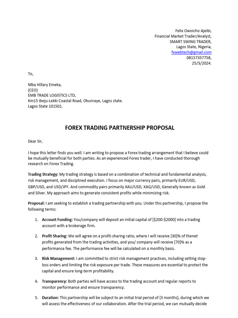 Forex Trading Partnership | PDF | Foreign Exchange Market | Economies