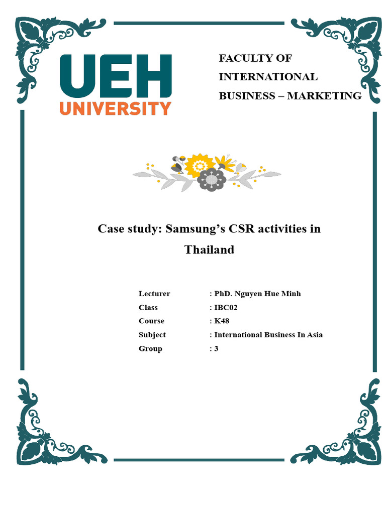 Samsung's CSR Strategies in Thailand | PDF | Corporate Social ...