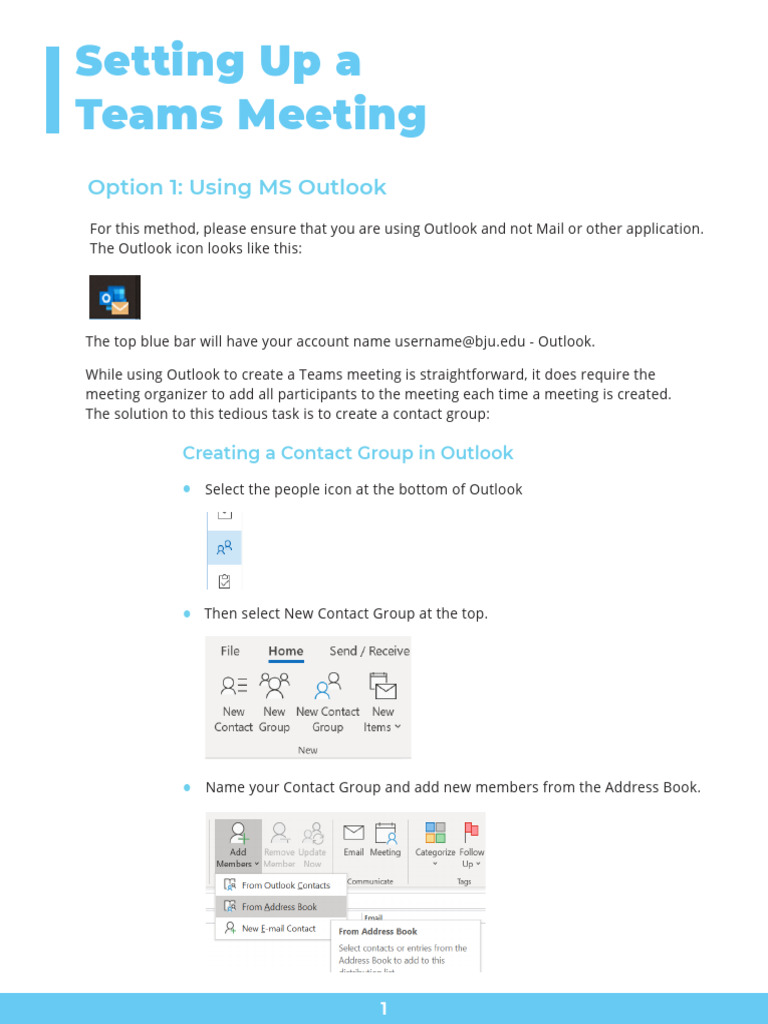 Setting Up A Teams Meeting | PDF | Microsoft Outlook | Information ...