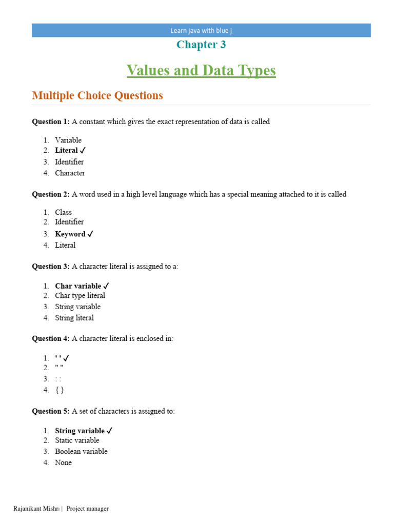 Chapter 3-DataType | Download Free PDF | Data Type | Boolean Data Type