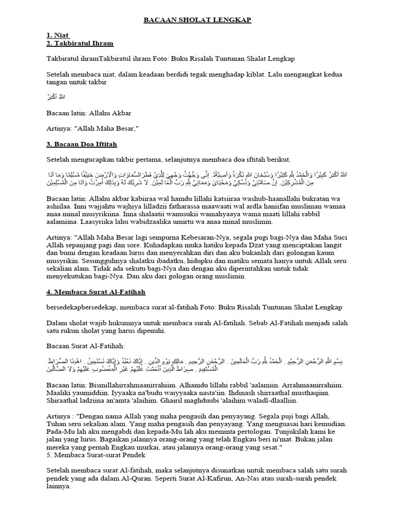 Bacaan Sholat Lengkap | PDF
