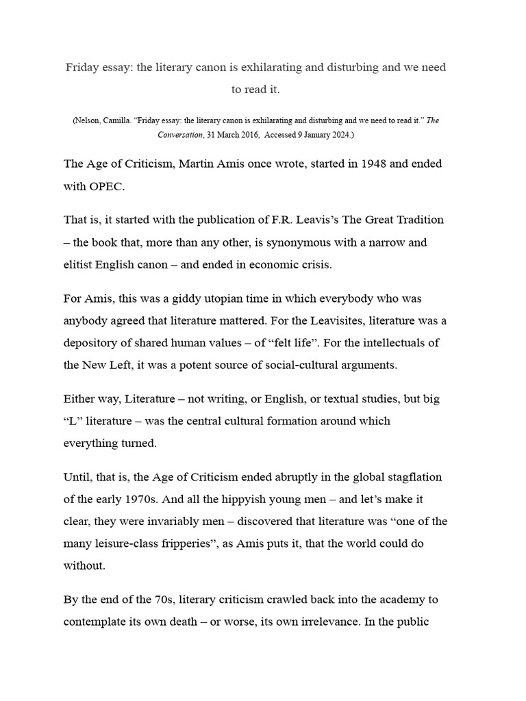 Friday Essay - The Literary Canon Is Exhilarating and Disturbing and We ...