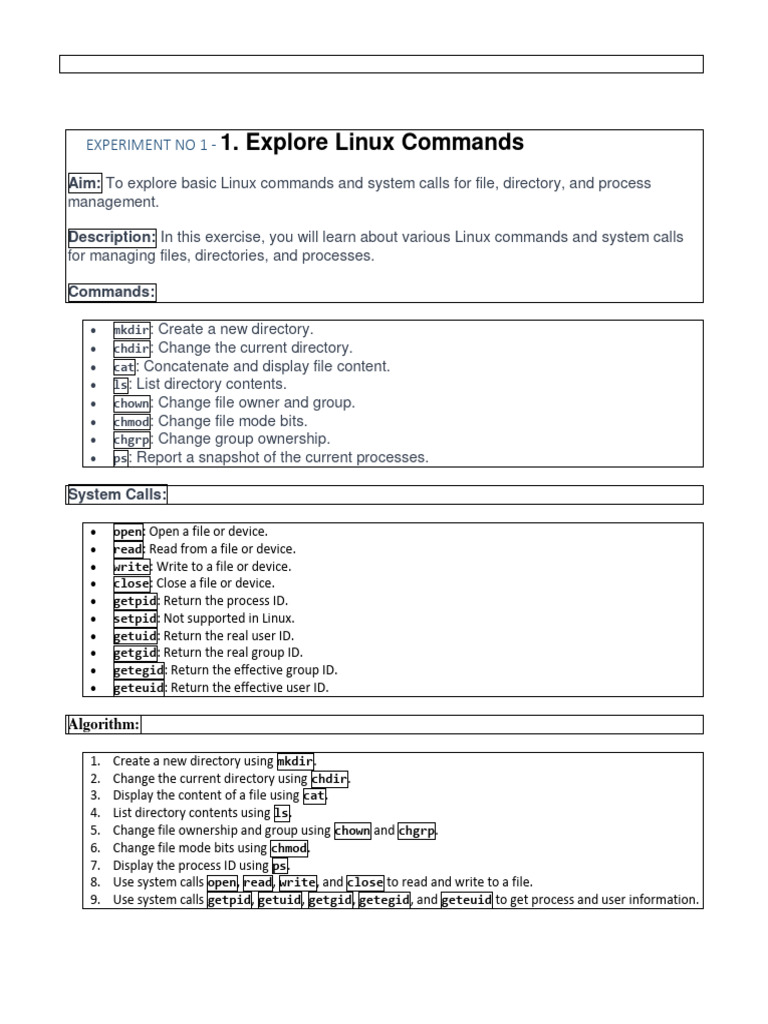 Explore Linux Commands: Experiment No 1 | PDF | Software Engineering | Computer Science