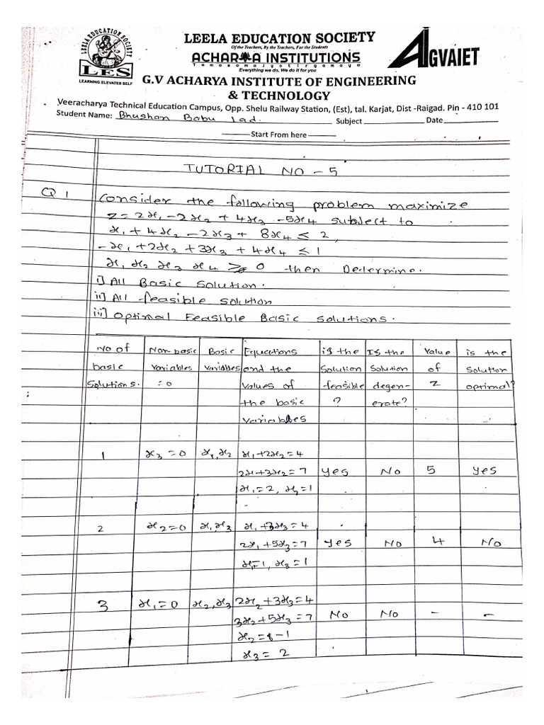 Maths Tutorial 5 Ans Sem 4 2024 | PDF