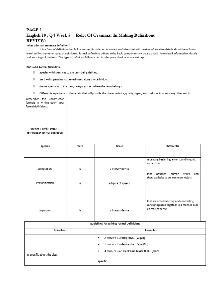 Eng 10 Q4 Week 5 | PDF | Definition | Syntax