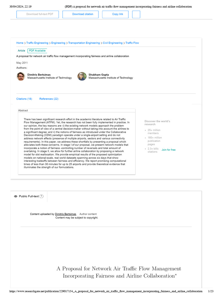 (PDF) A Proposal For Network Air Traffic Flow Management Incorporating Fairness and Airline ...
