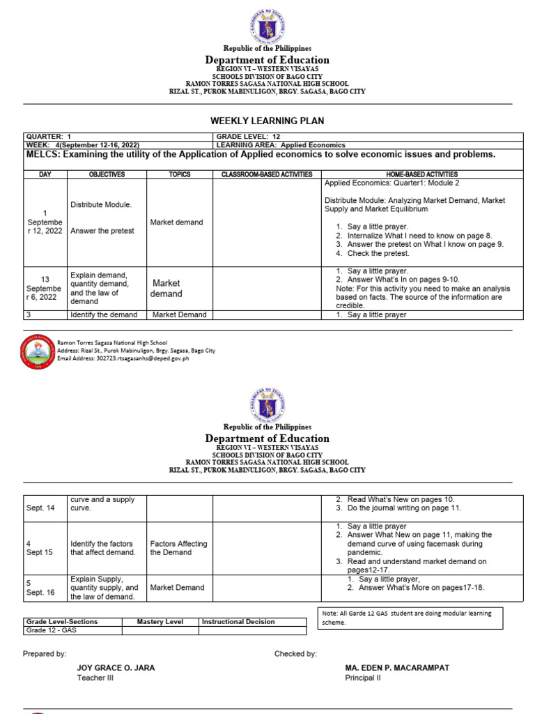 ECON Q1-w3 | PDF | Demand | Economics