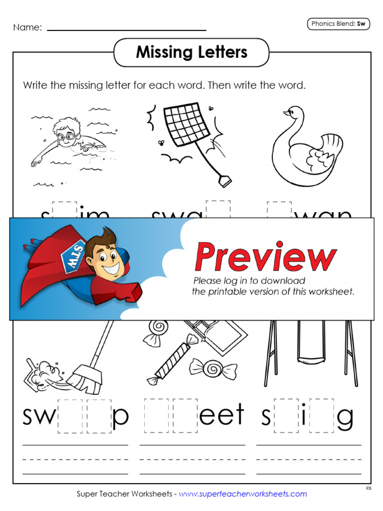 Sw Words Missing Letters Pdf
