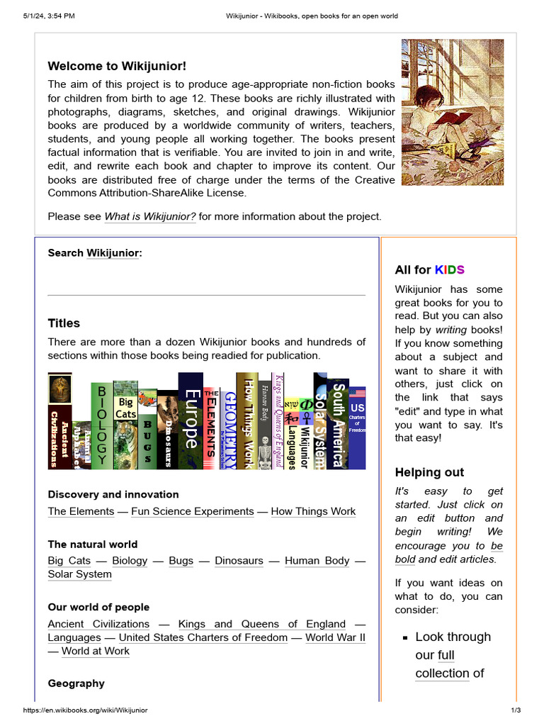 Wikijunior - Wikibooks, Open Books For An Open World | PDF